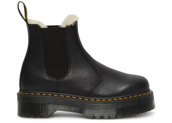 Dr. Martens 2976 Quad Faux Fur Lined Pisa Leather Platform Chelsea Boot