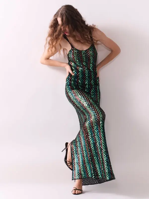 DVF X HENRY ZANKOV Nolita Sequin Maxi Dress