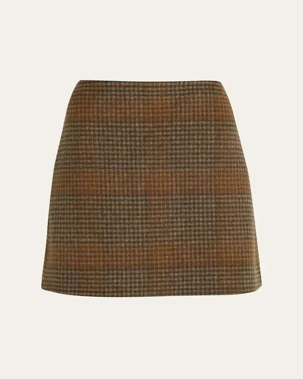 Theory Plaid Tweed Mini Skirt