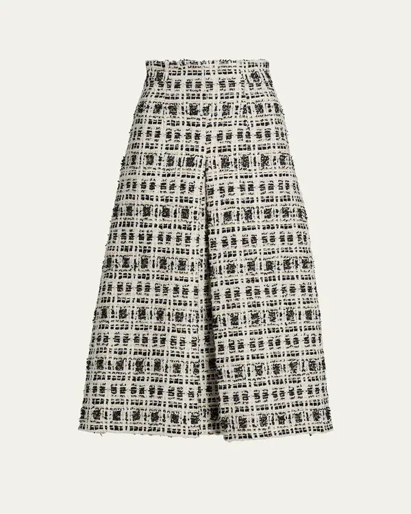 SERGIO HUDSON Box-pleat Tweed Midi Skirt