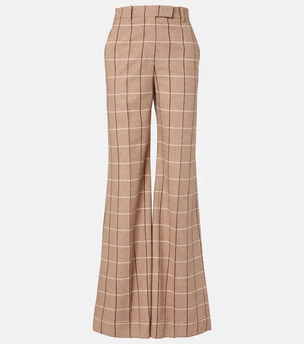 Valentino Garavani Checked Virgin Wool Flared Trousers