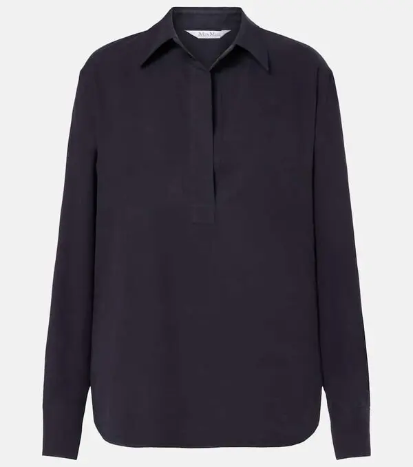 Max Mara Mirko Silk Crêpe Blouse - Blue