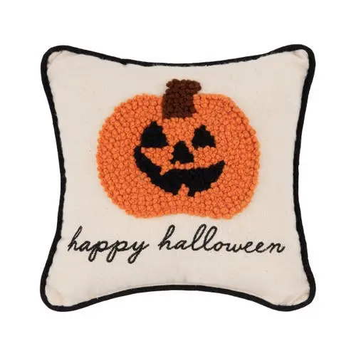 C&F HOME Jack O' Lantern "happy Halloween" 8" X 8" Petite Accent Pillow