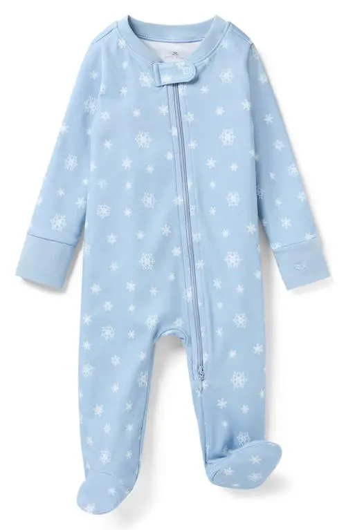 PETITE PLUME Printed Pima Cotton Fitted One-piece Pajamas - Blue