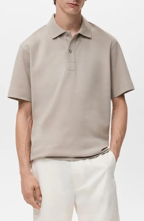 Mango Relaxed Fit Cotton Blend Polo - Light/pastel Grey