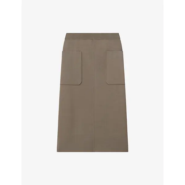 JOSEPH Milano Knit Stretch Midi Skirt - Mushroom