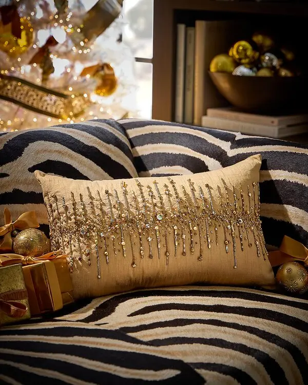 Neiman Marcus Beaded Lumbar Pillow, 22" X 14