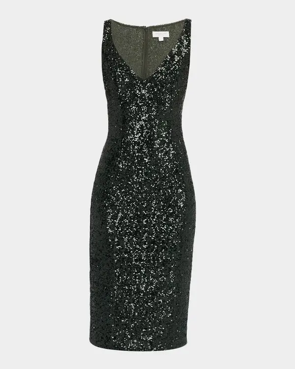 Michael Kors Portrait-neck Sleeveless Sequined Dress