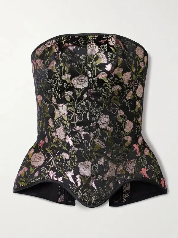 WIEDERHOEFT Julie Strapless Brocade Bustier Top
