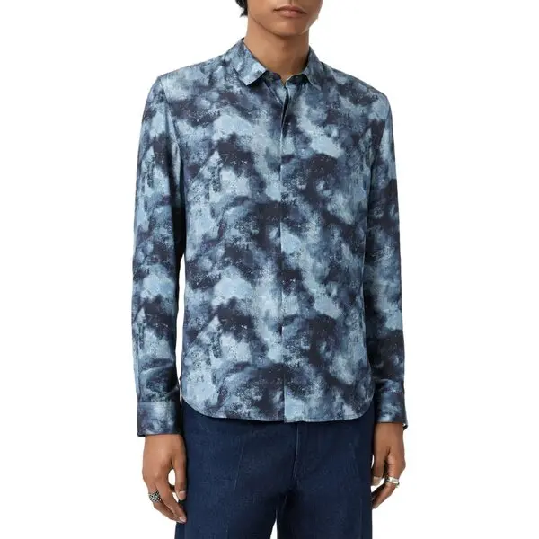 John Varvatos Rodney Hidden Placket Button-up Shirt - Titanium Blue