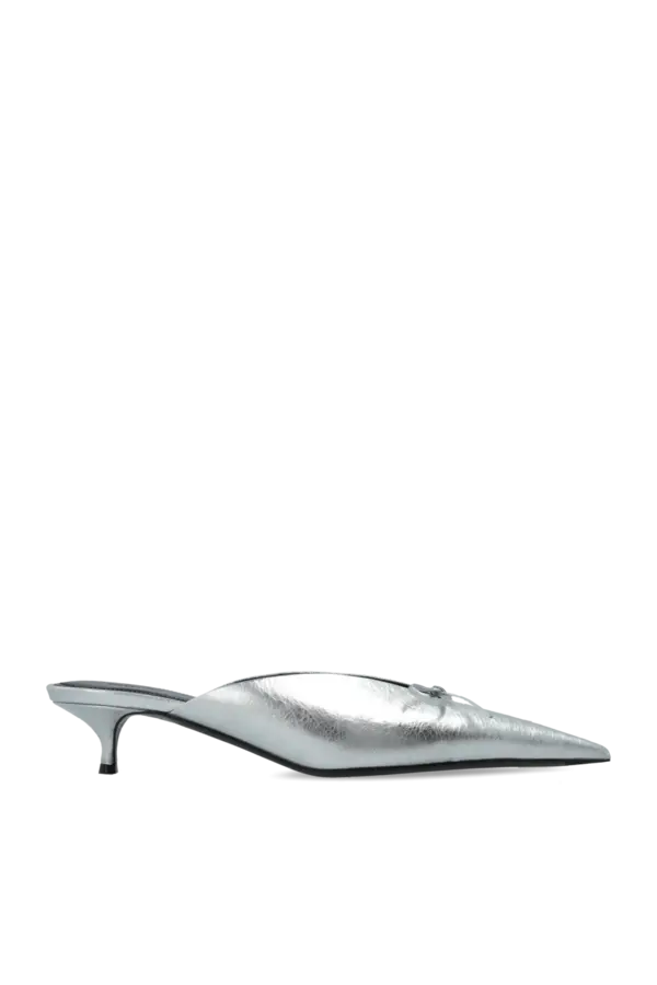 Balenciaga Heeled Knife Mules - Silver