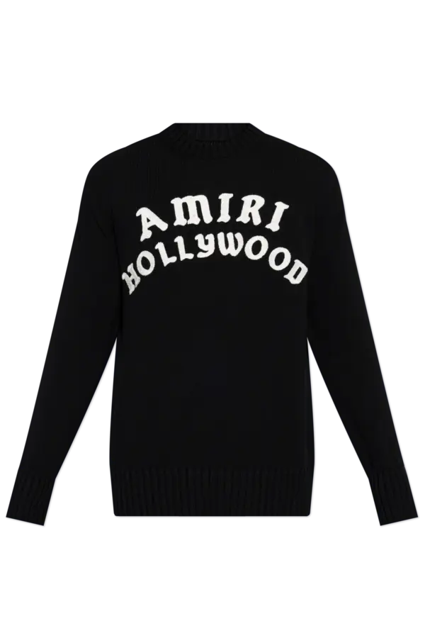 Amiri Hollywood Logo Cotton Sweater - Black