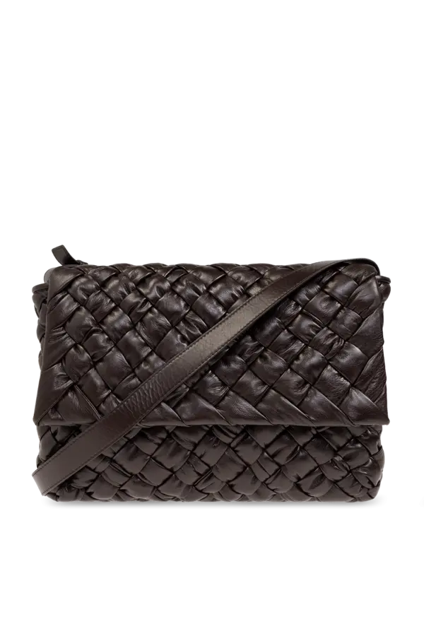 Bottega Veneta Intreccio Calf Leather Shoulder Bag - Brown