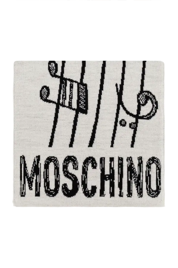 Moschino Scarf With A Characteristic Teddy Bear Motif - White
