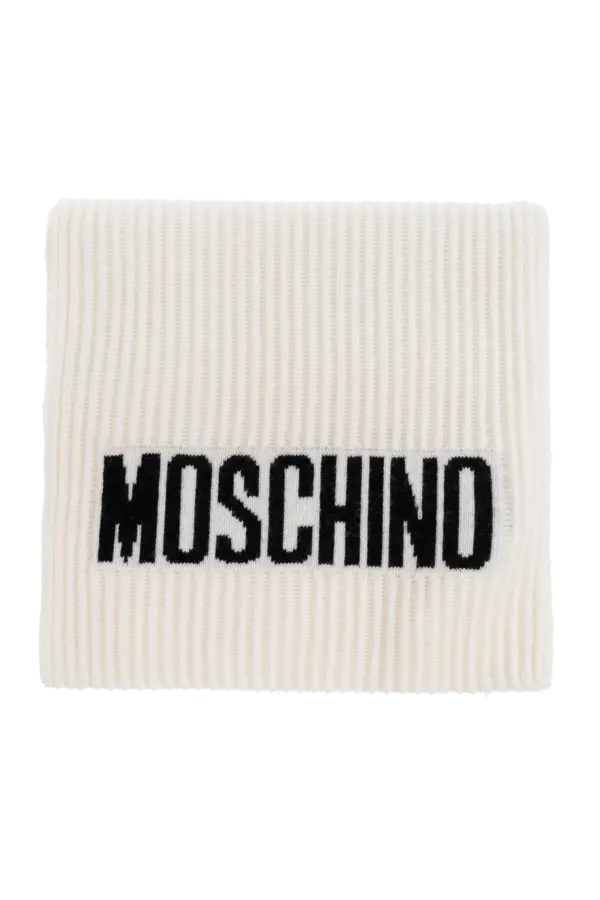 Moschino Scarf With Logo - Cream