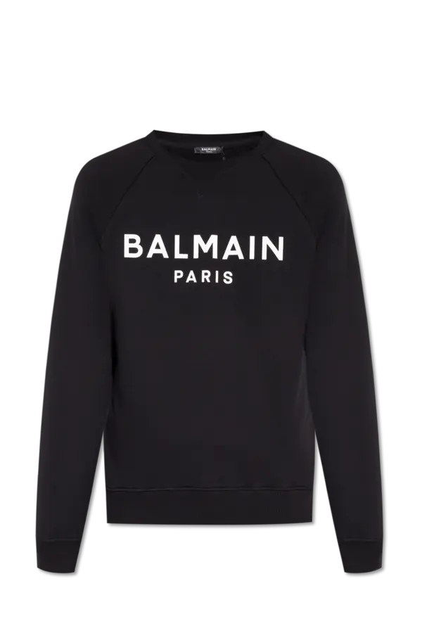 Balmain Logo Organic Cotton Sweatshirt - Black
