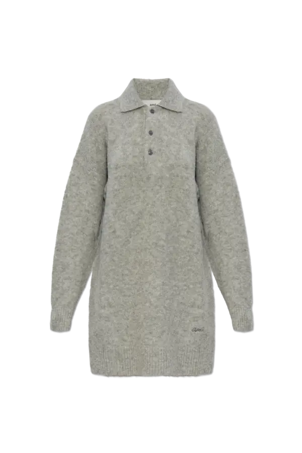 Ami Wool Mini Dress With Collar