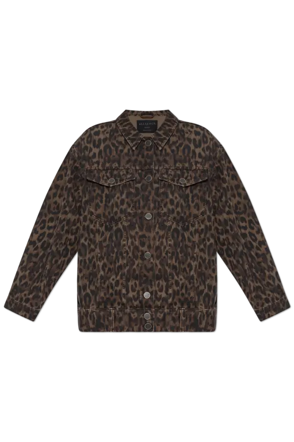 All Saints Willow Leopard Print Denim Jacket