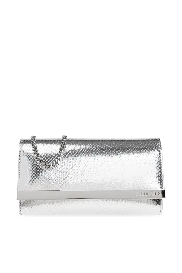 Dsquared2 Embossed Leather Clutch - Silver