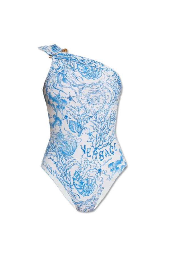 Versace One-shoulder One-piece Swimsuit - Blue