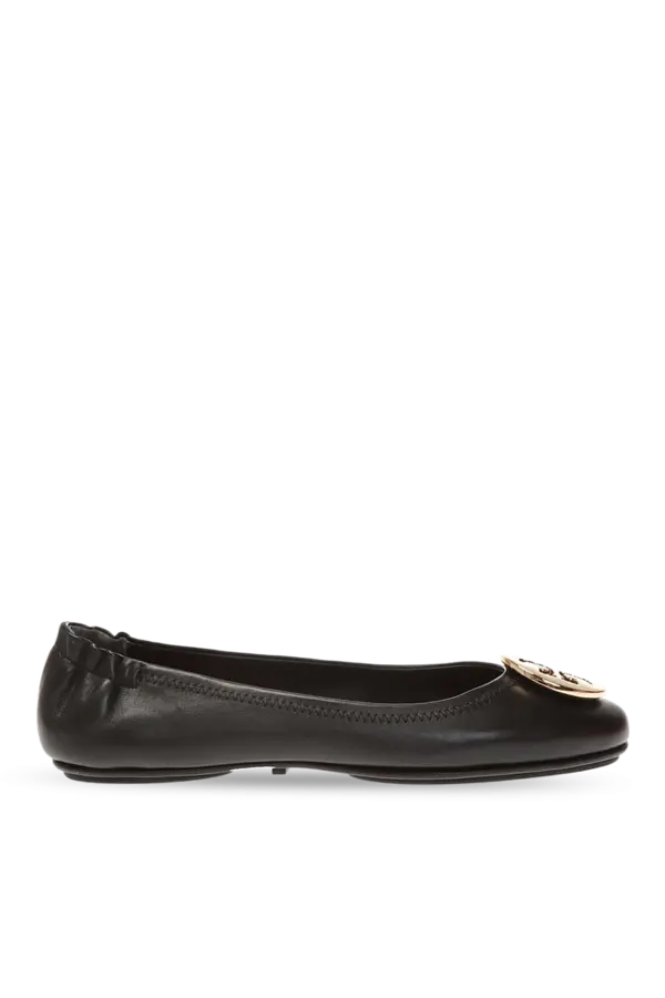 Tory Burch Leather Ballet Flats With Logo Appliqu