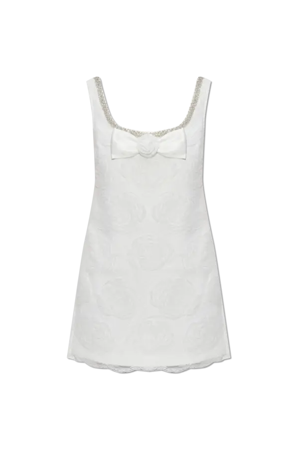 SELF-PORTRAIT Strappy Embossed Rose Dress