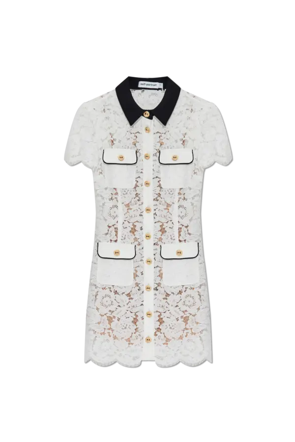 SELF-PORTRAIT Lace Mini Dress With Flap Pockets