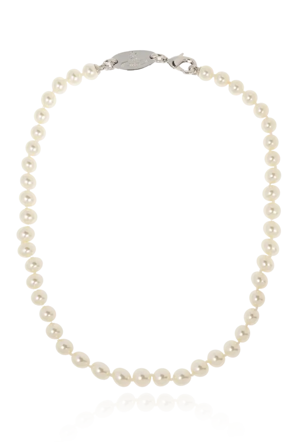 VIVIENNE WESTWOOD Brass Pearl Choker Necklace - Cream