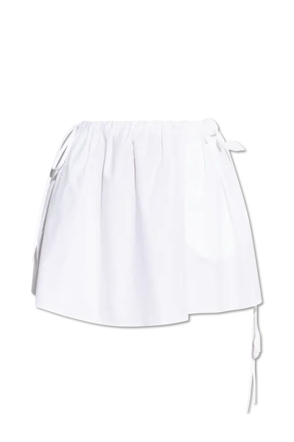 Blumarine Cotton Mini Skirt With Rose Detail