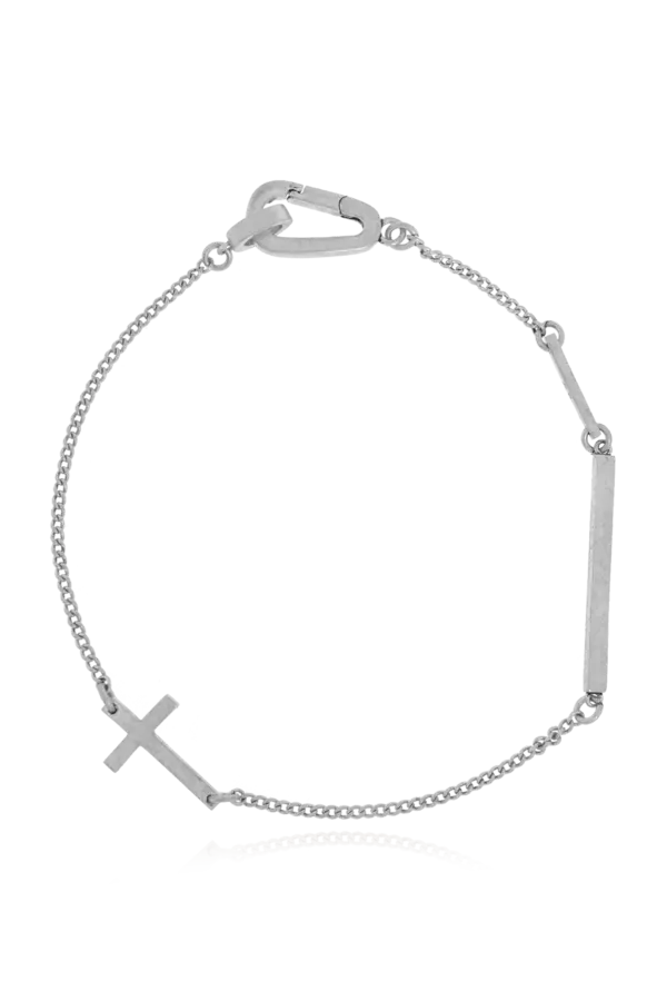 All Saints Brass Bracelet With Cross Pendant - Silver