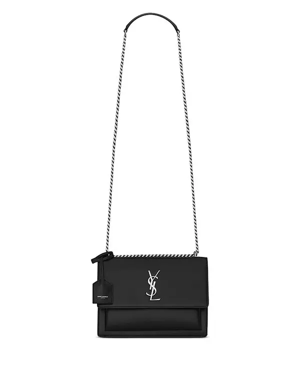 Saint Laurent Sunset Medium Crossbody Bag - Noir Smooth Leather/silver