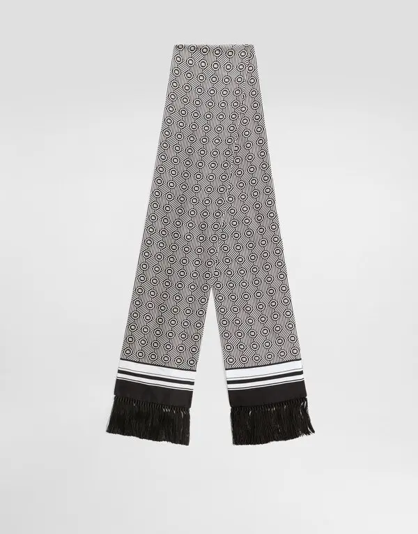Dolce & Gabbana Silk Twill Scarf With Micro-design And Logo