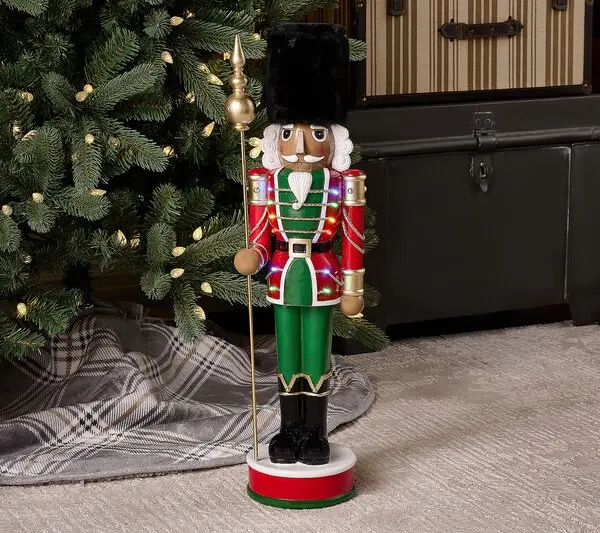 VALERIE PARR HILL As Is 25.5' Illum Nutcracker W/ Faux Fur Hat Valerie