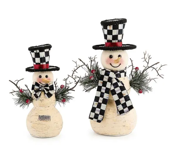 MACKENZIE-CHILDS Farmhouse Birch Small Snowmen, Set Of 2