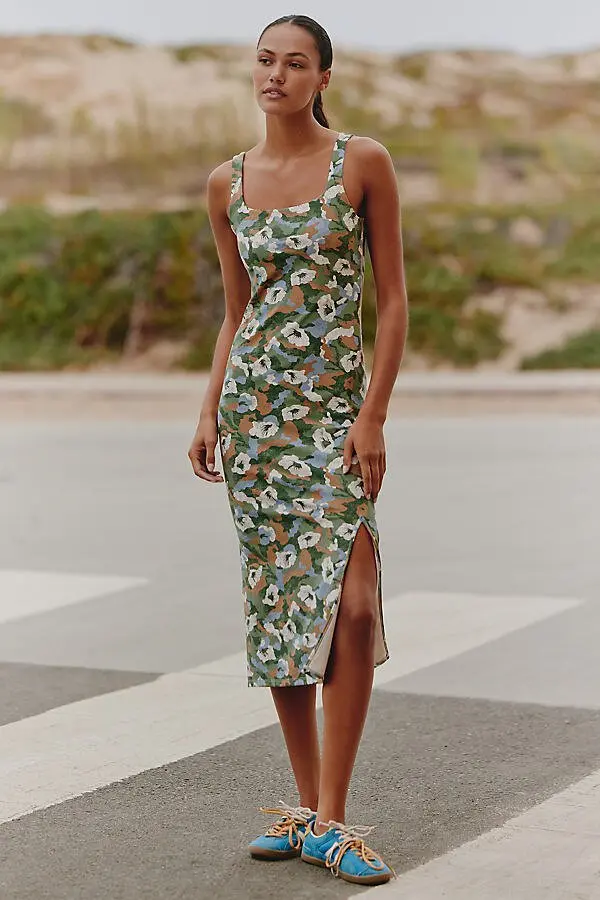 DAILY PRACTICE BY ANTHROPOLOGIE Square-neck Midi Dress