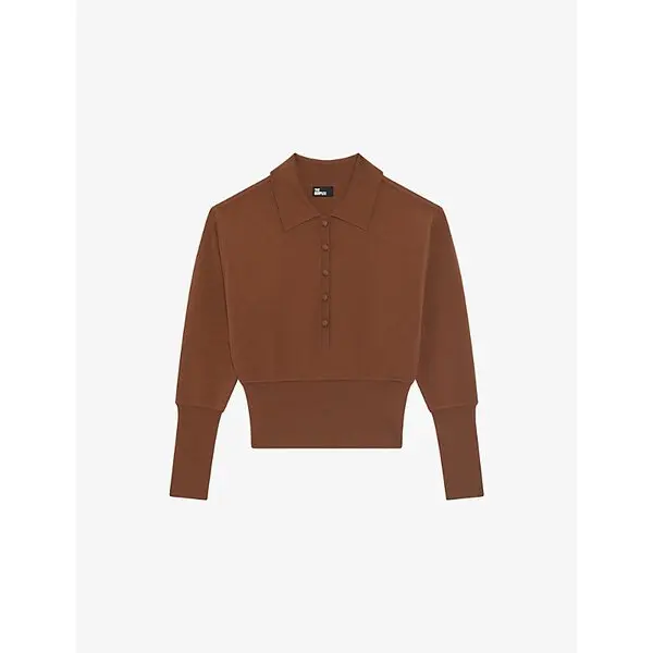 The Kooples Polo-collar Button-up Wool-blend Jumper