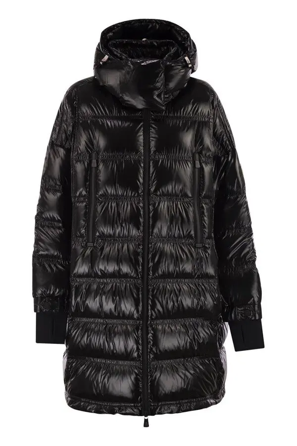 Moncler Rochelairs Long Down Jacket With Hood - Black
