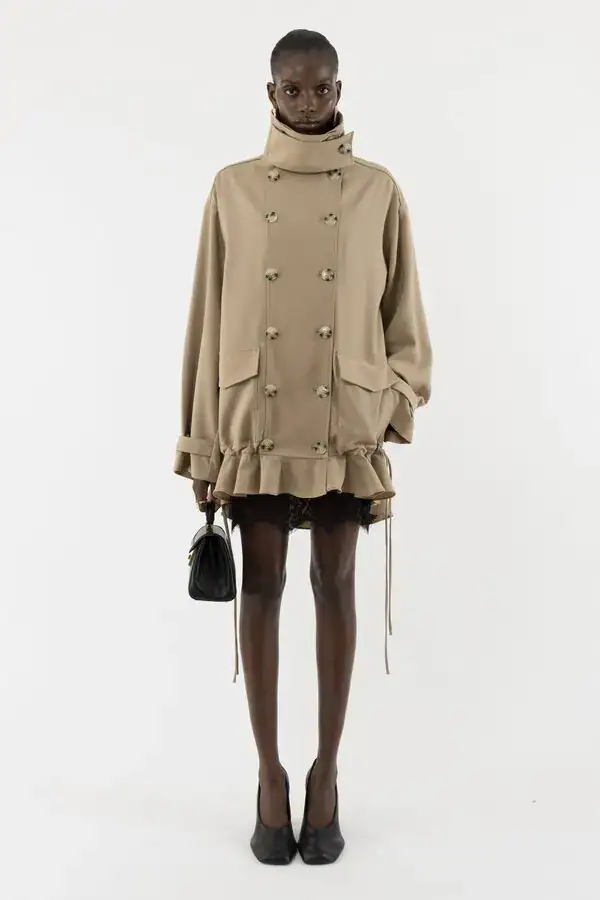 Arakii Sculptural Frill Jacket - Beige | Editorialist