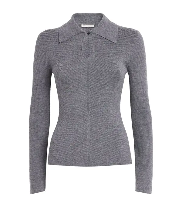 EMILIA WICKSTEAD Wool Cashfeel Collared Sweater - Grey