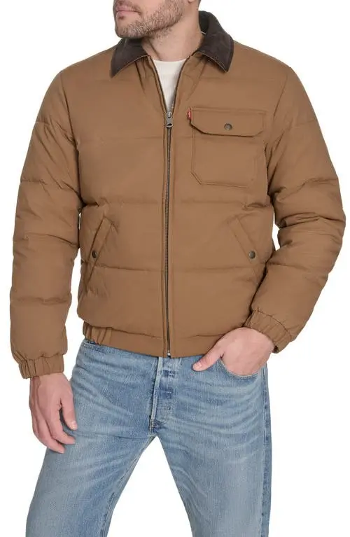 LEVI'S Corduroy Collar Midweight Quilted Jacket - Brown