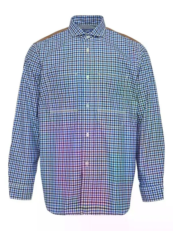Junya Watanabe Check-patchwork Flannel Shirt - Blue