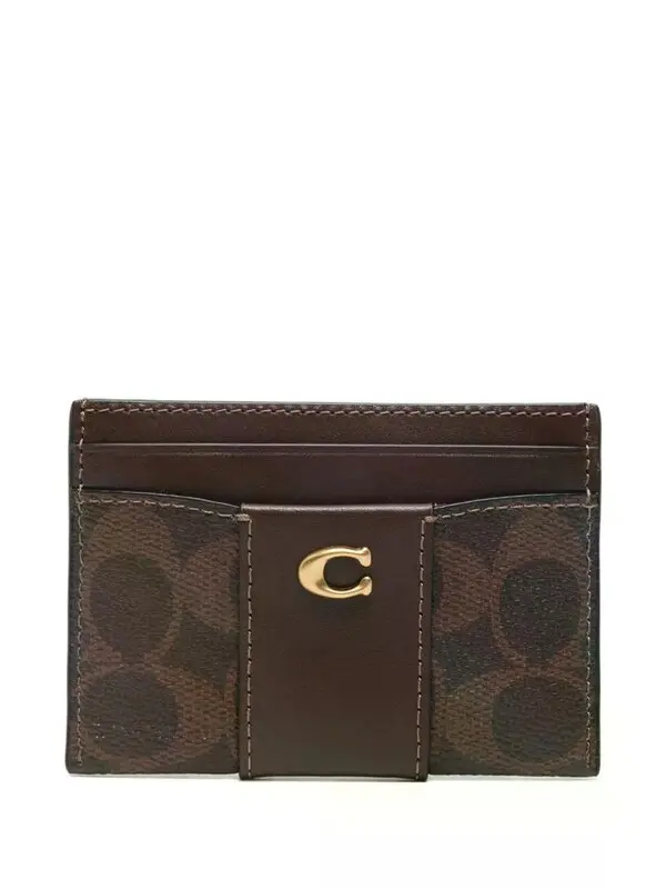 Coach Signature Canvas Card Holder - B4 Brass/maple