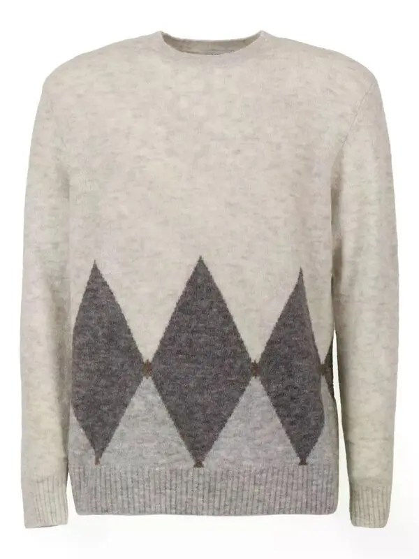 BALLANTYNE Diamond-pattern Crew-neck Sweater - Neutrals