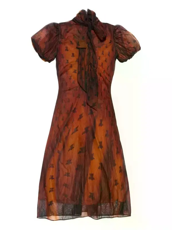 Acne Studios Puff-sleeve Printed A-line Dress - Brown