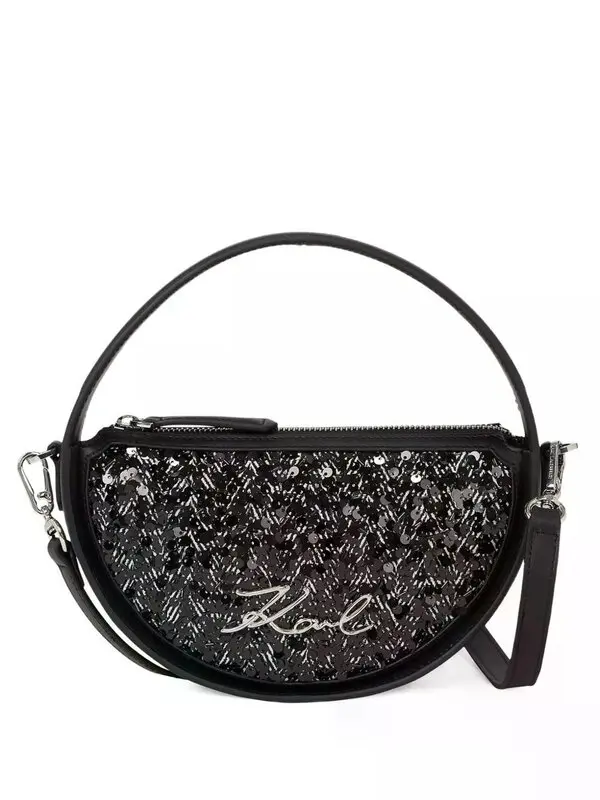 Karl Lagerfeld Signature Herringbone Sequinned Crossbody Bag