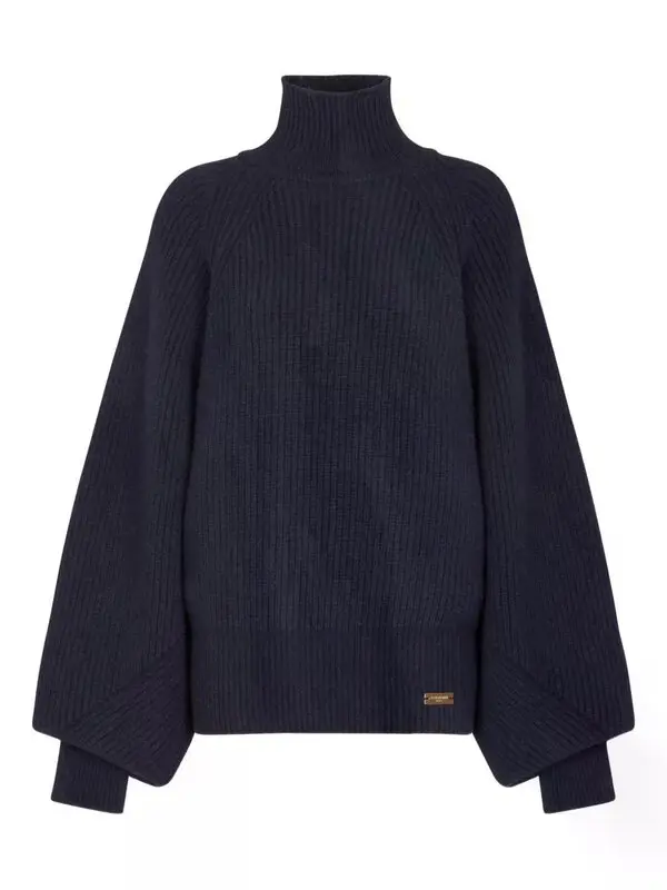 Balmain Ribbed-knit Logo-patch Sweater - Blue