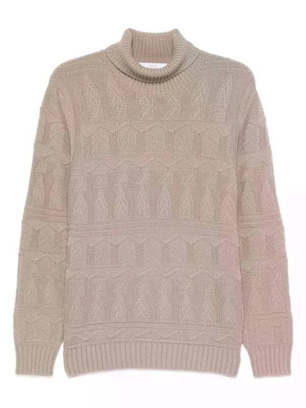 MAURO OTTAVIANI Cable-knit Turtleneck Sweater - Neutrals