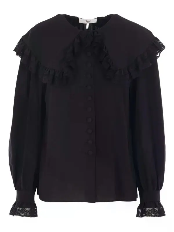 Chloé Lace-trimmed Ruffled Top
