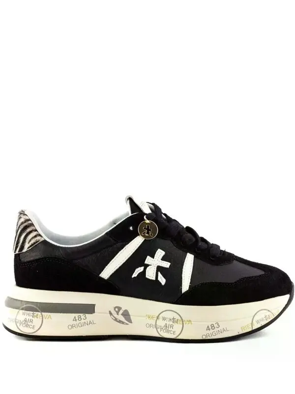 Premiata Cassie Zebra-panel Leather Sneakers - Black