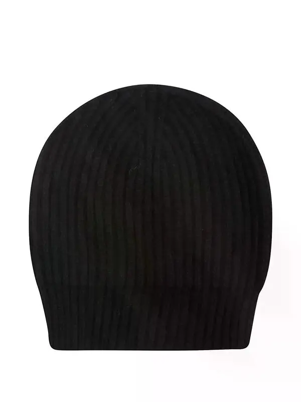 ARAGONA Ribbed Cashmere Beanie - Black